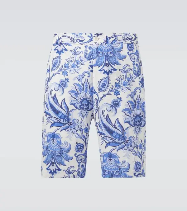 Etro Paisley Linen Bermuda Shorts