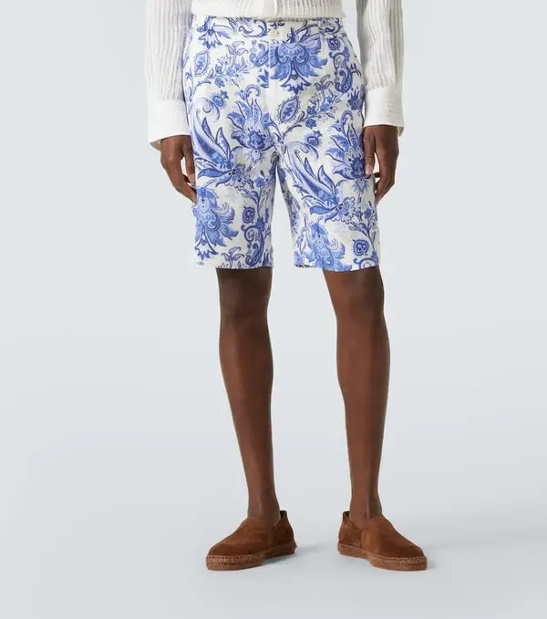 Etro Paisley Linen Bermuda Shorts