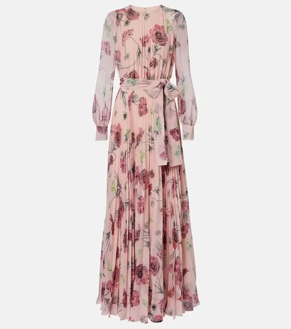 Erdem Floral Pleated Gown - Multicoloured