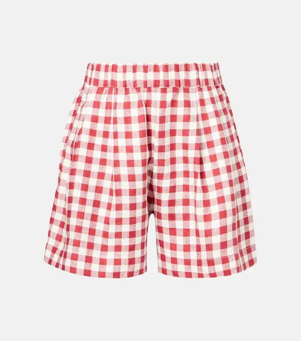Asceno Gingham Linen Shorts - Red