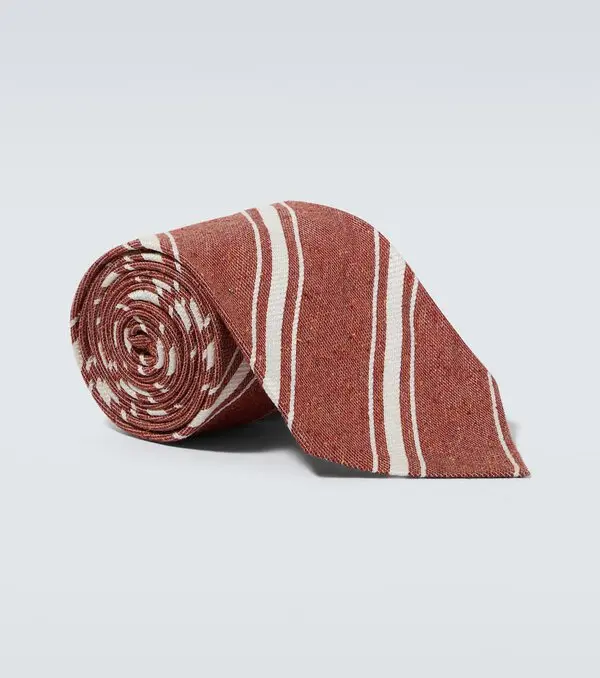 Dunhill Striped Silk Jacquard Neck Tie - Burgundy