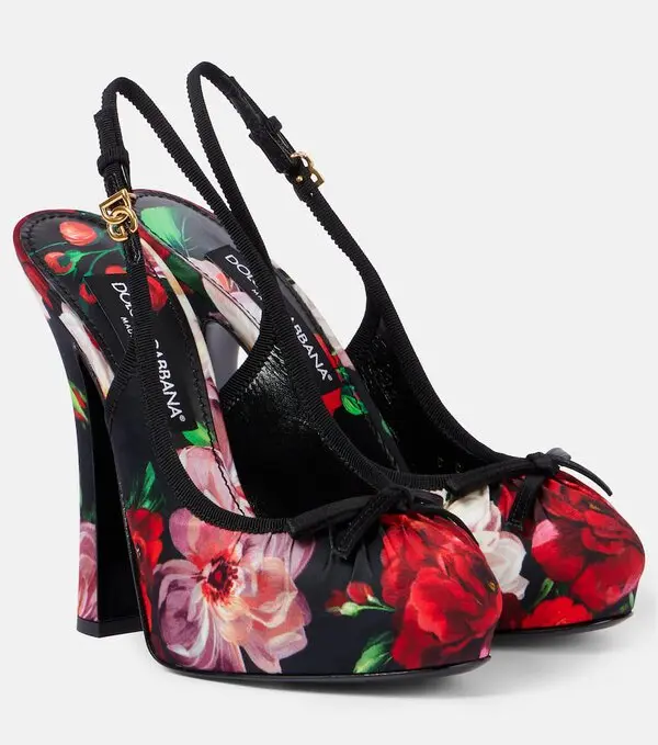 Dolce & Gabbana Vally 105 Floral Slingback Pumps - Multicoloured