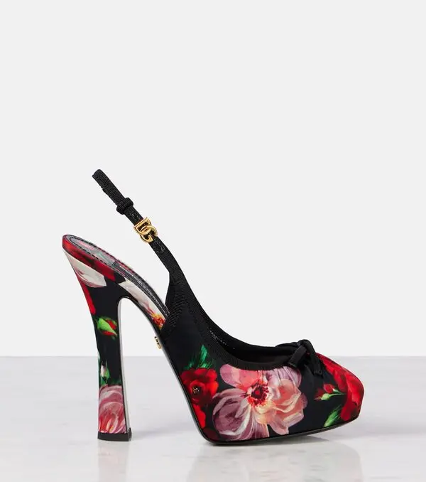 Dolce & Gabbana Vally 105 Floral Slingback Pumps - Multicoloured