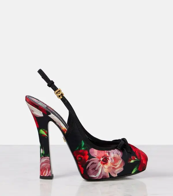 Dolce & Gabbana Vally 105 Floral Slingback Pumps - Multicoloured