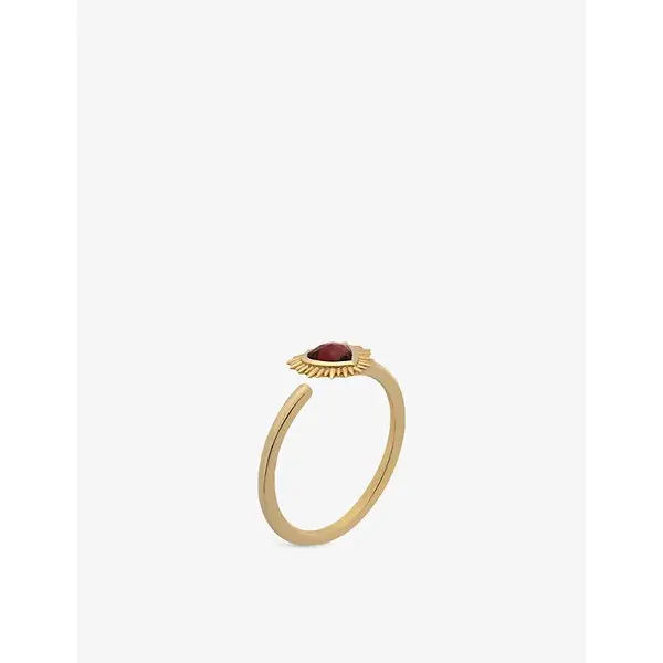 RACHEL JACKSON Electric Love Heart Ring - Gold/garnet