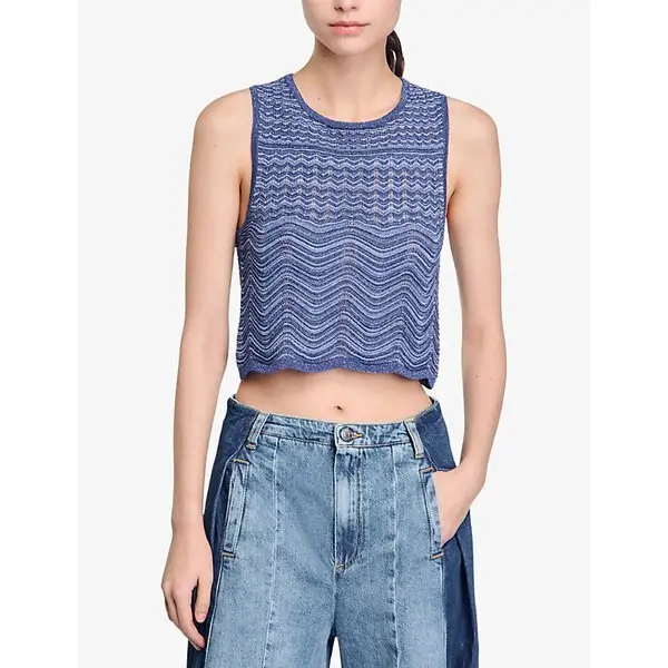 Sandro Sleeveless Cropped Knitted Top