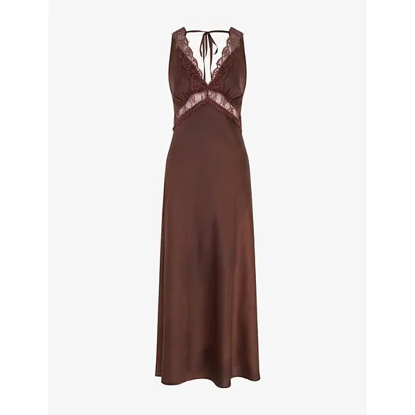 OMNES Aurelia Lace-trim Maxi Dress - Brown