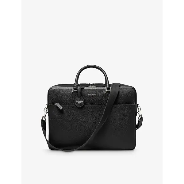 ASPINAL OF LONDON 48hr Mount Street Leather Travel Bag - Black