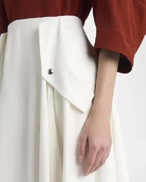 Bottega Veneta Pleated Midi Skirt - Bianco