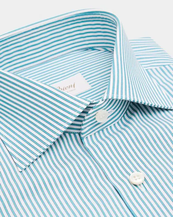 Brioni Apos;s Cotton Thin Stripe Dress Shirt - Green