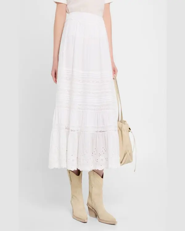 Polo Ralph Lauren Lace-trim Cotton Voile Midi Skirt