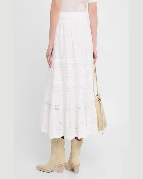 Polo Ralph Lauren Lace-trim Cotton Voile Midi Skirt