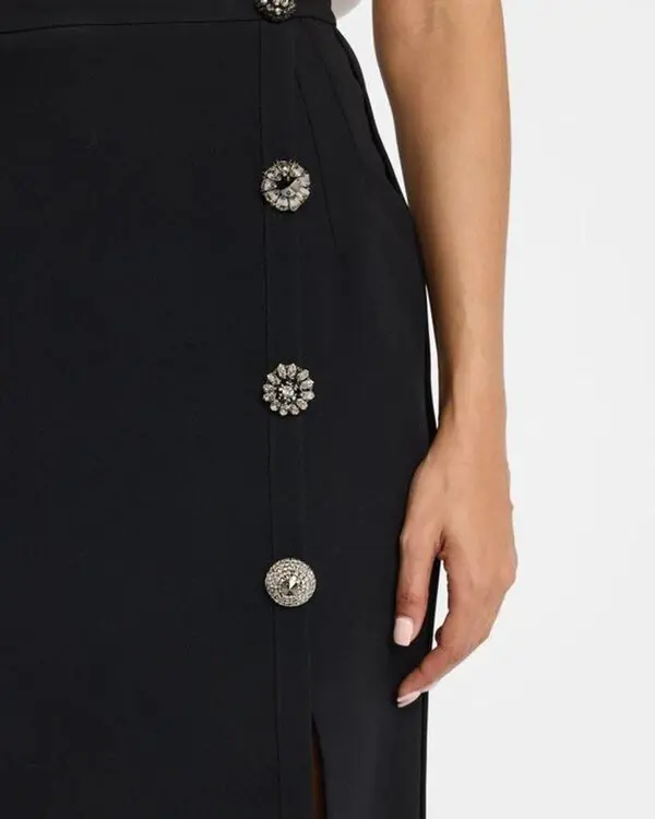 Dice Kayek Crystal Button Wrap Pencil Skirt - Black