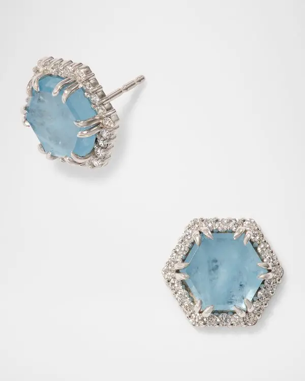 JAMIE TURNER Eclipse Stud Earrings - Aquamarine