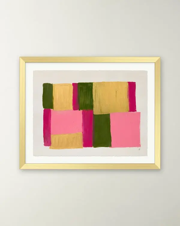 RFA FINE ART Golden Peony 1" Framed Acrylic Painting Deborah Fine