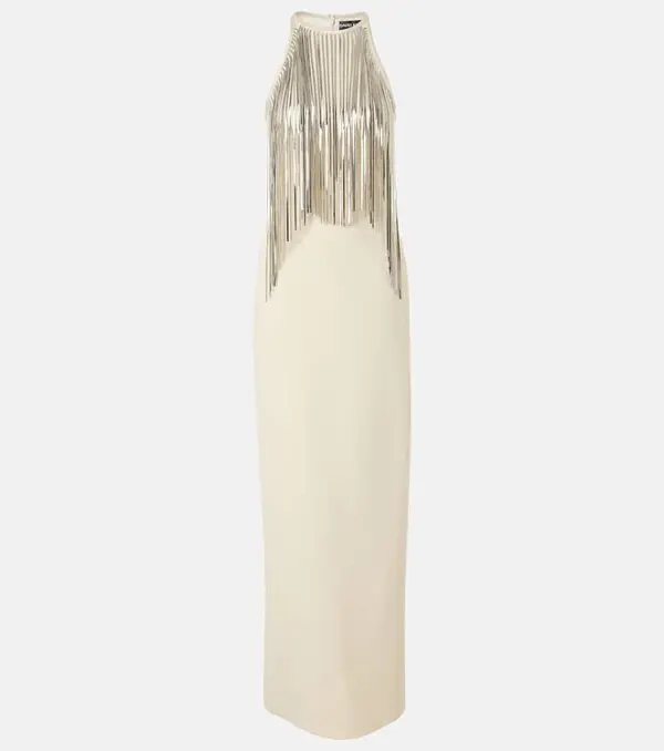 David Koma Chain-trimmed Crepe Gown