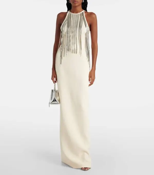David Koma Chain-trimmed Crepe Gown