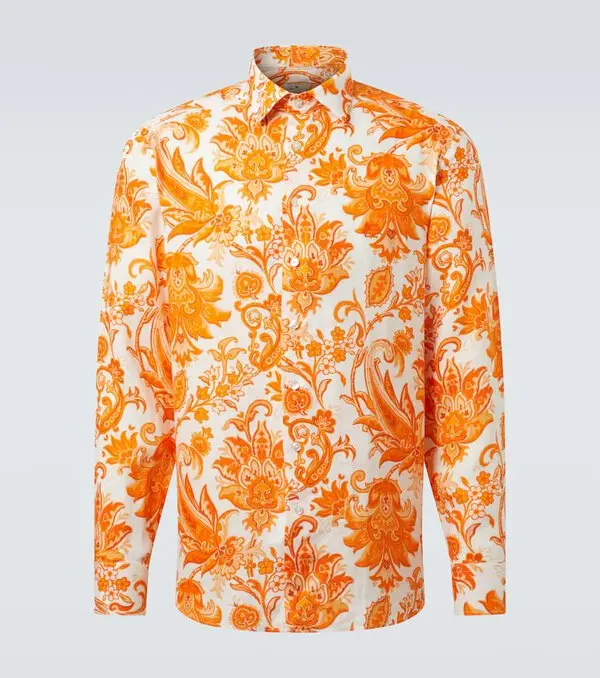 Etro Roma Paisley Linen Shirt - Orange