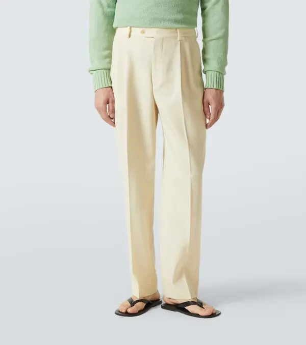 Auralee Wool And Mohair Straight Leg Trousers