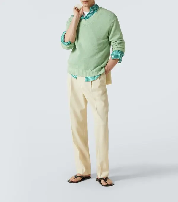 Auralee Wool And Mohair Straight Leg Trousers