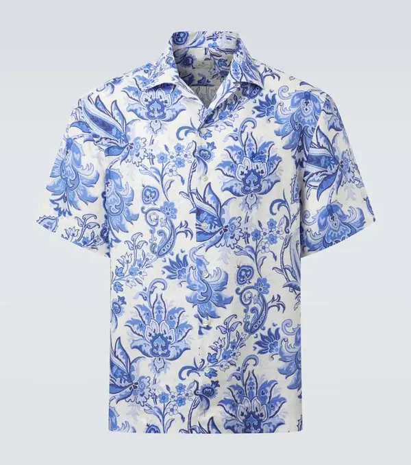 Etro Paisley Linen Bowling Shirt
