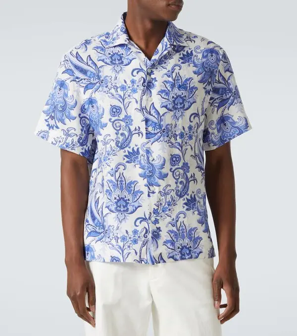 Etro Paisley Linen Bowling Shirt
