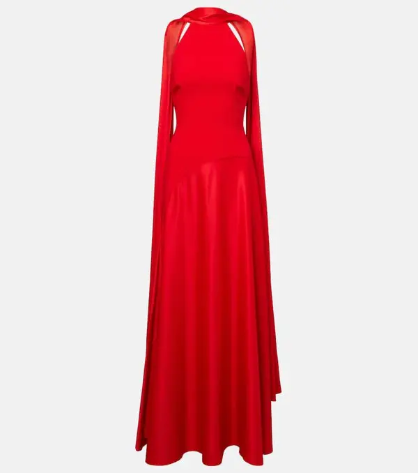 Solace London Cece Crepe And Satin Maxi Dress - Red