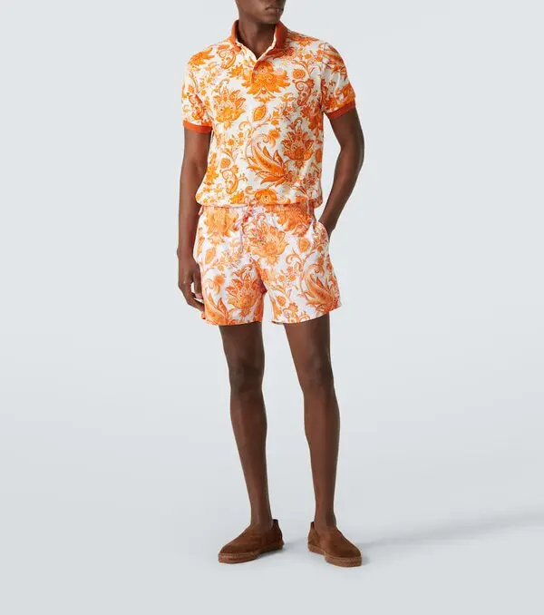 Etro Paisley Cotton Polo Shirt - Orange