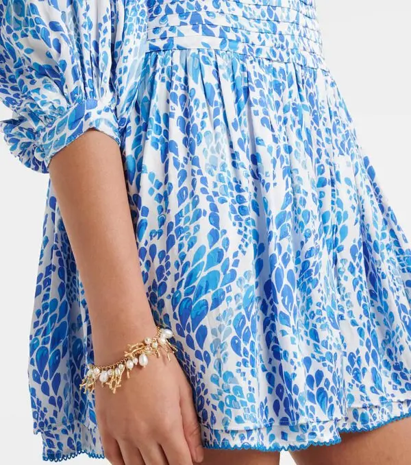 Poupette St Barth Colleen Printed Shirred Minidress