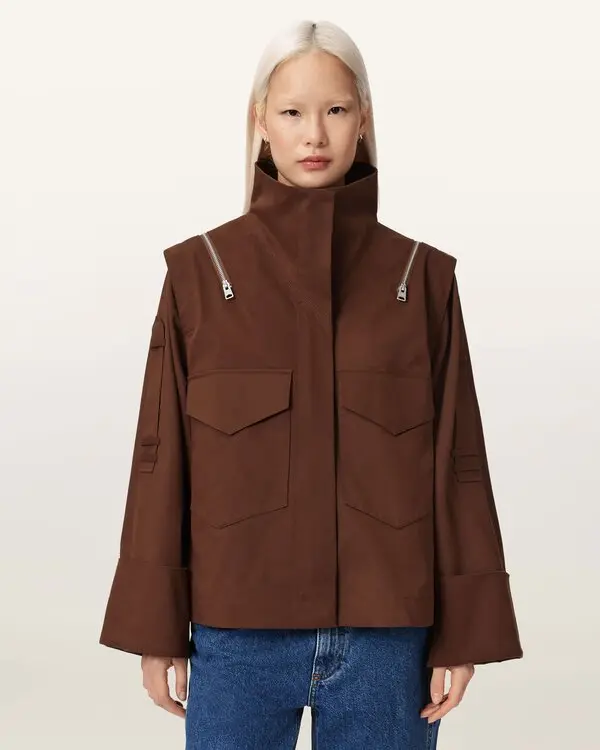ALLSAINTS Leighton Cotton Utility Jacket - Brown