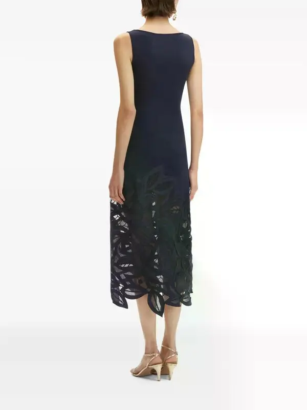 oscar de la renta rose-embroidered crochet-knit midi dress Delight in the texture of Oscar de la Renta Pre-Spring 2025. Crochet  spotlights for daywear, three-dimensional orchid appliqus are fashioned from  crocheted petals, and crochet embeds itself into house-signature handbag  silhouettes. #odlrprespring2025