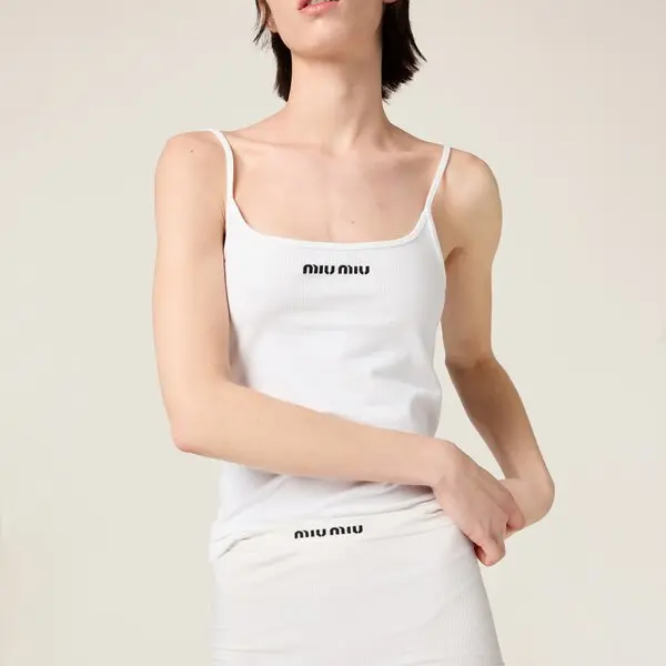 miu miu メッシュタンクトップ ホワイト Miu Miu Seamless Top - White | Editorialist