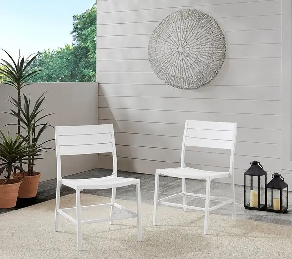 LINON Home Holland Aluminum Outdoor Dining Chai Rs White S/2 - One-color