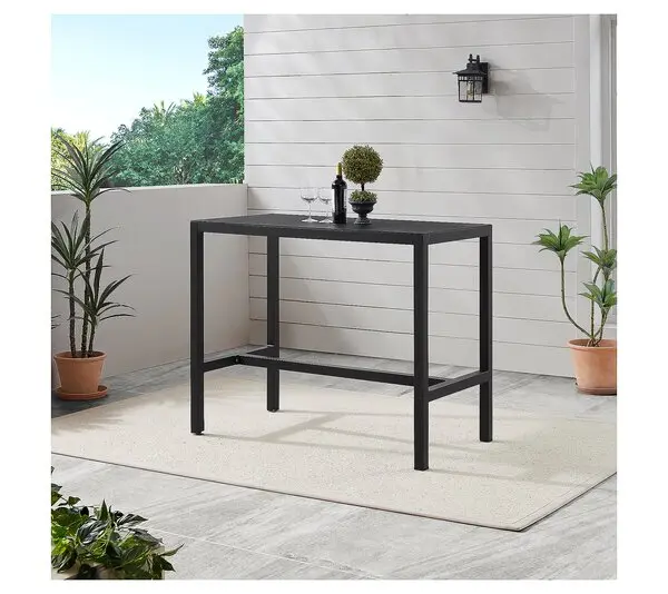 LINON Home Holland Aluminum Outdoor Tavern Tabl E Black - One-color