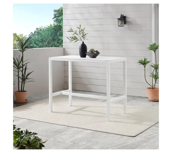 LINON Home Holland Aluminum Outdoor Tavern Tabl E White - One-color