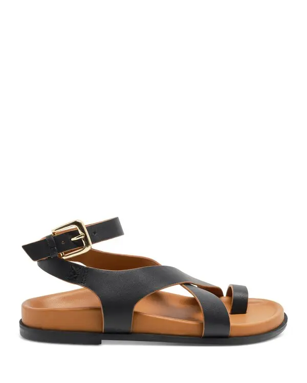Free People Anya Crisscross Toe Ring Sandals - Black