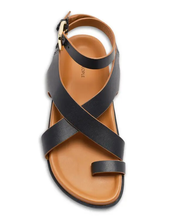 Free People Anya Crisscross Toe Ring Sandals - Black