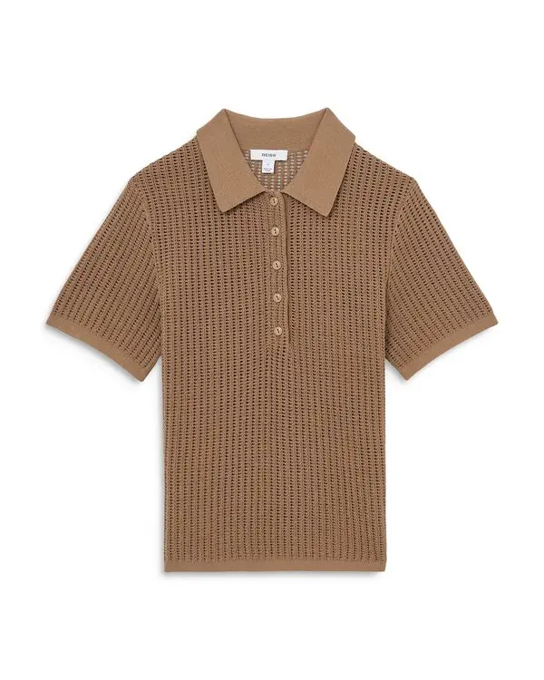 REISS Open Stitch Polo Top