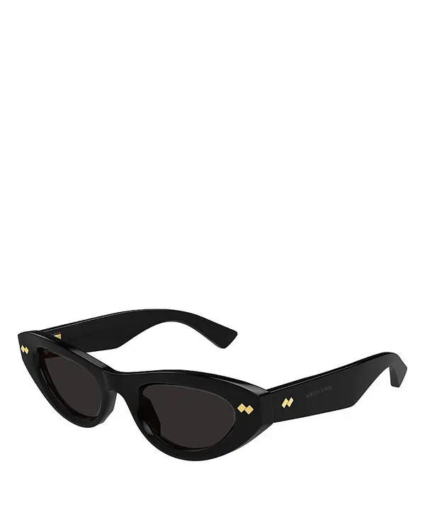 Bottega Veneta Bold Ribbon Stud Cat Eye Sunglasses, 50mm - Black