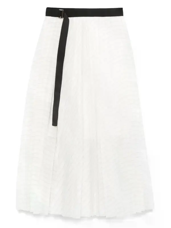 Sacai Plissé Midi Skirt - White