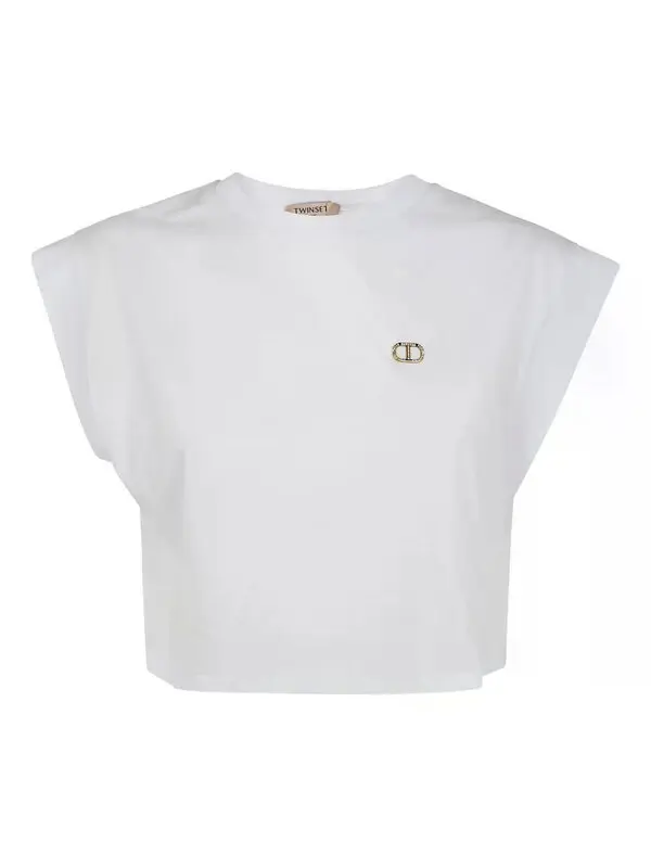 TWINSET Rhinestone Embellished Cropped Top