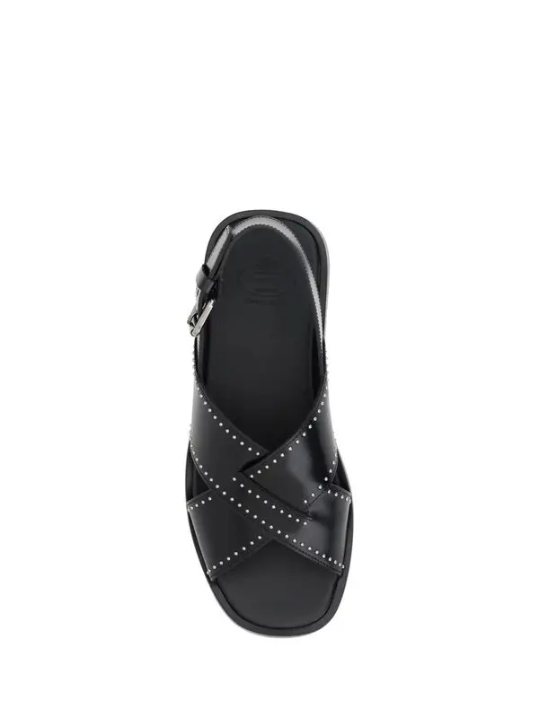 サンダル・ミュール CHURCHS BLACK LEATHER OKSANA SANDALS Church'S Oksana Leather Sandals In Black - 42% Off