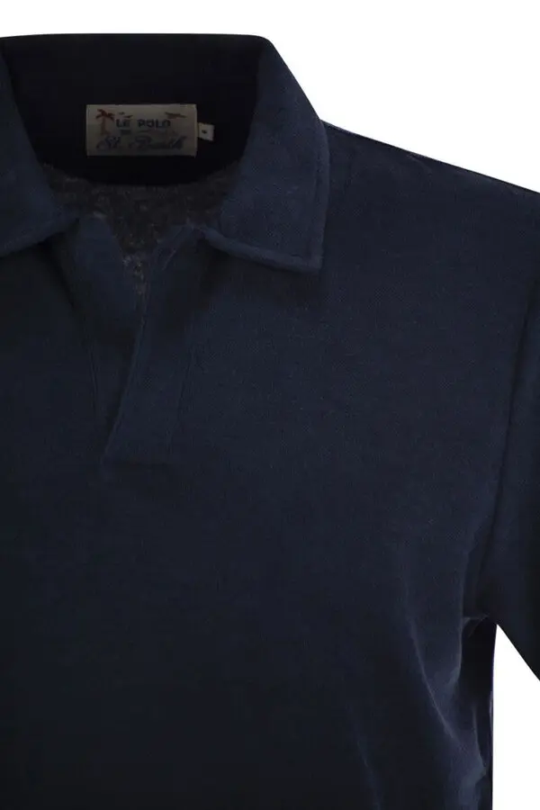 Mc2 Saint Barth Jeremy Cotton Terry Polo Shirt In Navy - 35