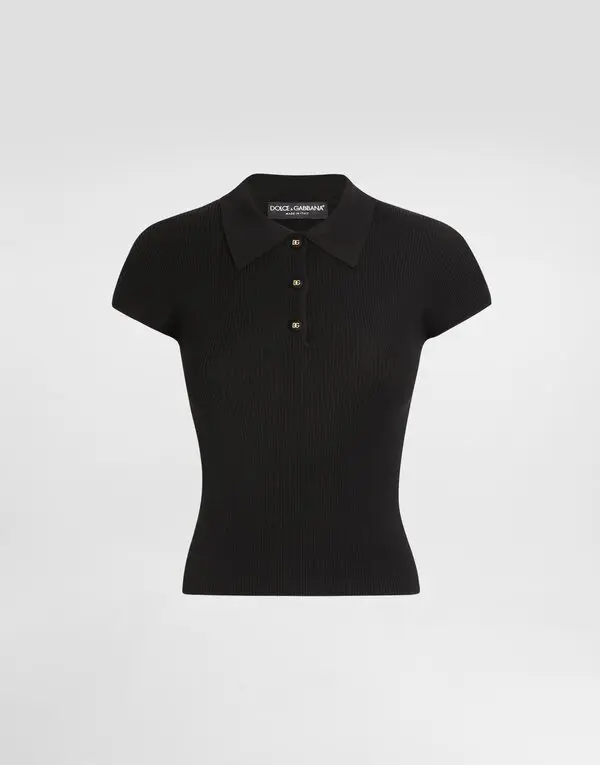 Dolce & Gabbana Ribbed Viscose Polo-shirt - Black
