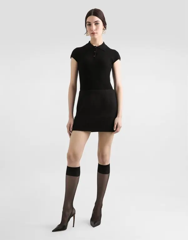 Dolce & Gabbana Ribbed Viscose Polo-shirt - Black