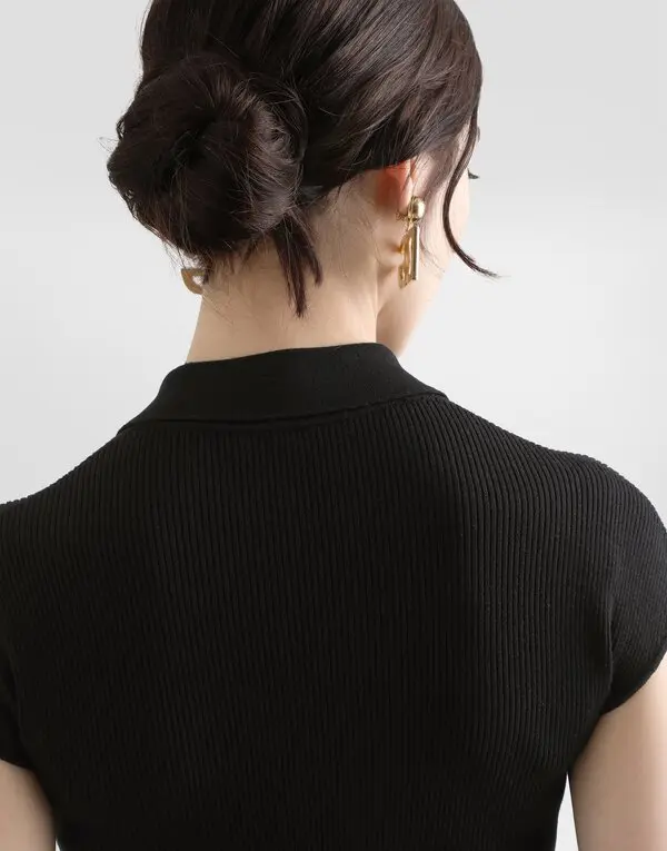 Dolce & Gabbana Ribbed Viscose Polo-shirt - Black