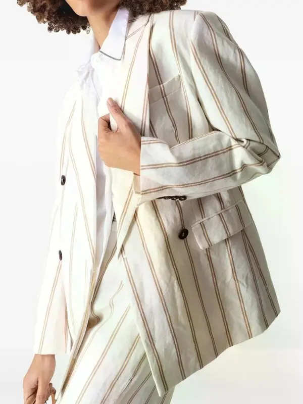 Brunello Cucinelli Striped Blazer - Neutrals