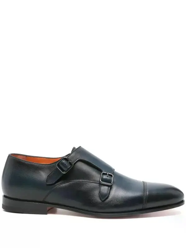 Santoni Leather Monk Strap Shoes