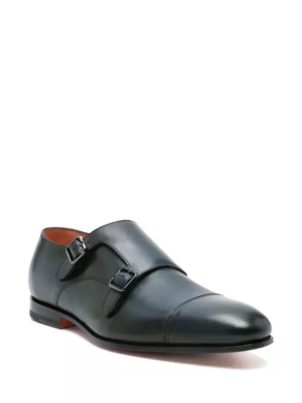 Santoni Leather Monk Strap Shoes