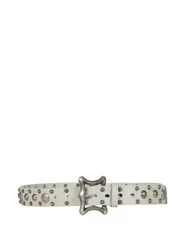 THUG CLUB Leather Belt - White